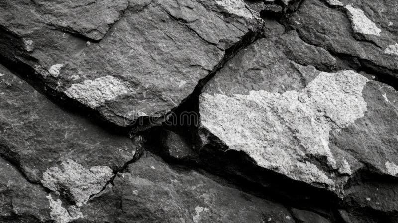 A Grayscale Image of Rugged Dark Rock Formations Stock Illustration ...
