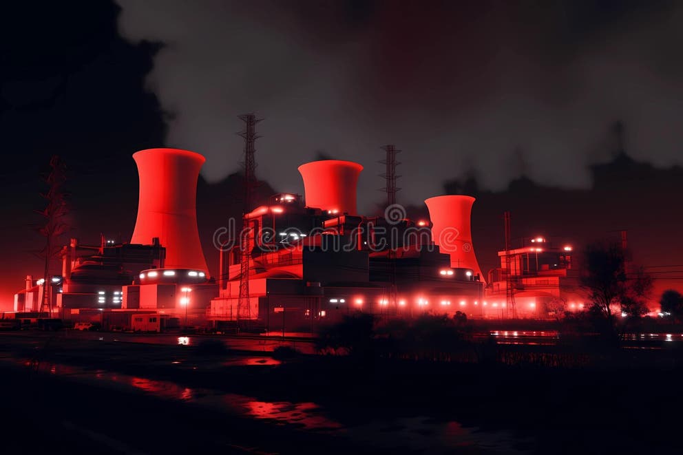 Grayscale Nuclear Reactor Highlighted in Red (Generative AI) Stock ...