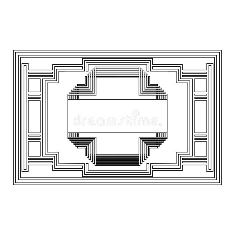 Grayscale Pattern with Art Deco Frame Stock Illustration - Illustration ...