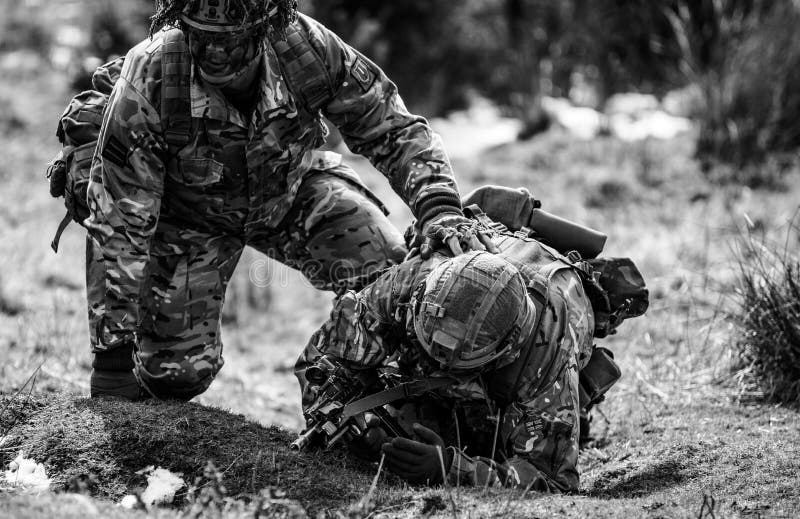 Grayscale Photo Of Army stock photo. Image of black - 114321192