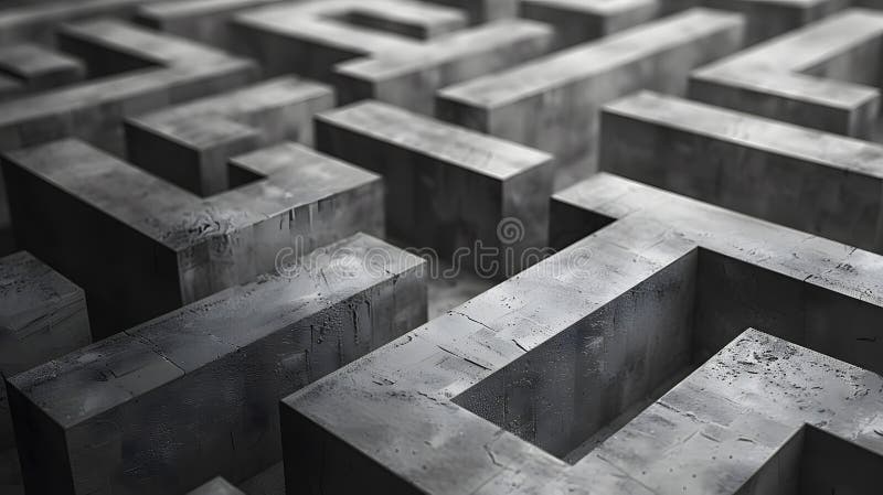 A Monochromatic Maze Constructed with Black Rectangular Concrete Blocks ...