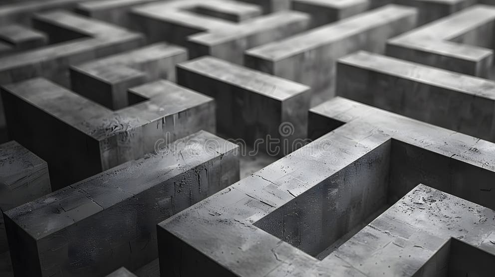 A Monochromatic Maze Constructed with Black Rectangular Concrete Blocks ...