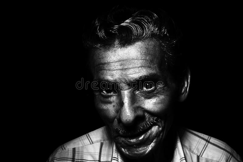 Grayscale Photo Of Man Smiling Stock Photo - Image of facial, elder ...