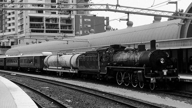 Grayscale Photo of Train stock photo. Image of blackandwhite - 109919506