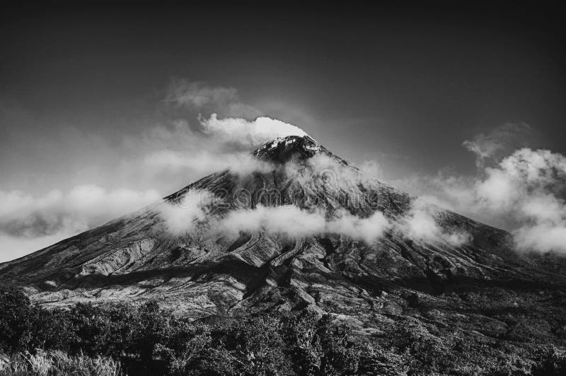 Grayscale Photo Of Volcano Picture. Image: 111685465
