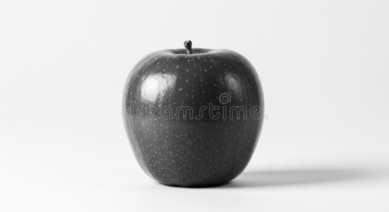 Grayscale Photograph of a Single Apple on White Background Stock ...