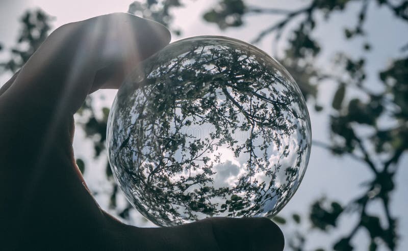Grayscale Photography of Clear Glass Ball Stock Photo - Image of world ...