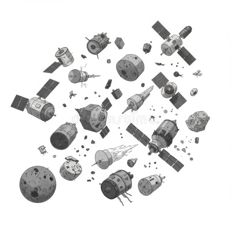 Space Debris Abstract Planetary Background Stock Illustration ...