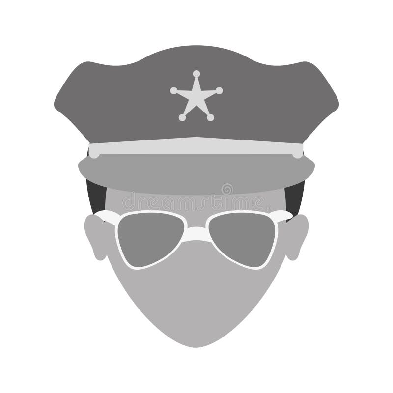 Grayscale Police Face Icon Image Stock Illustration - Illustration of ...