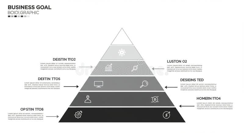 A Grayscale Pyramid Infographic Representing Different Business Goals ...