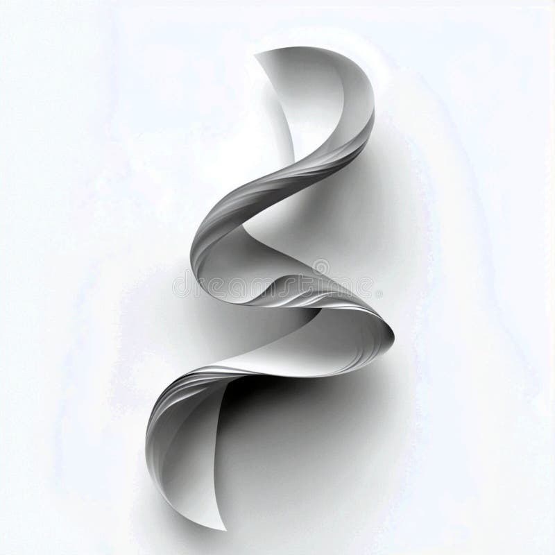 Monochrome Rendering of a Swirling Ribbon Shape on a Plain Surface ...
