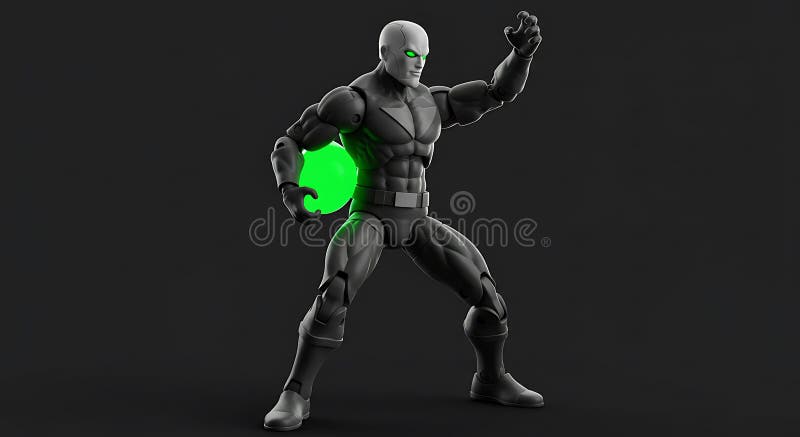 Gray Superhero with Green Orb Stock Illustration - Illustration of ...
