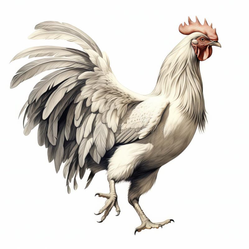 Grayscale Rooster Flying Profile Image Stock Illustration ...
