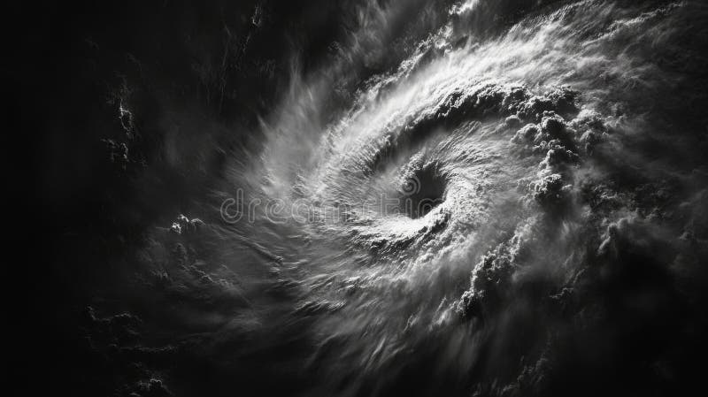 Grayscale Satellite Image of a Cyclone Stock Illustration ...