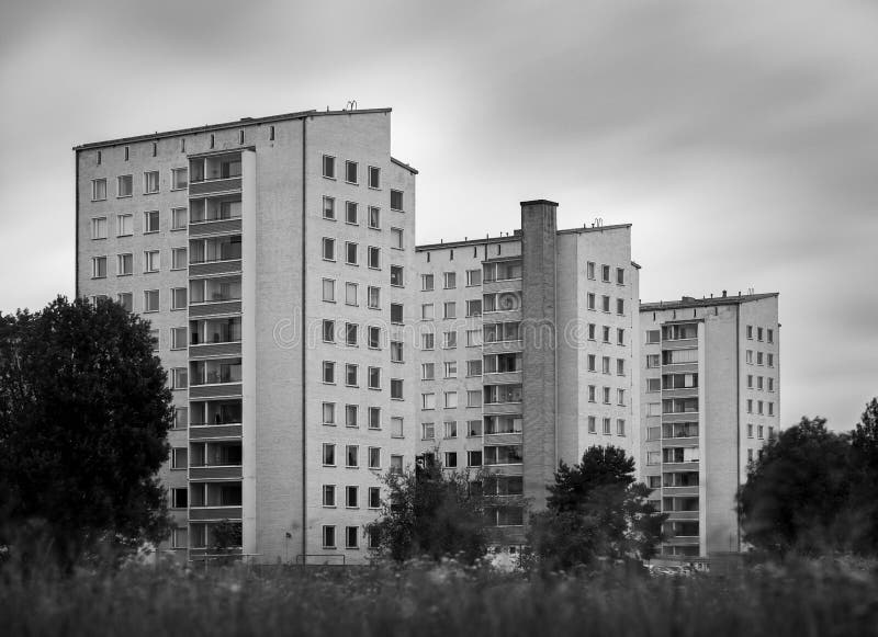 Grayscale Shot of Apartment Buildings Stock Photo - Image of skyline ...