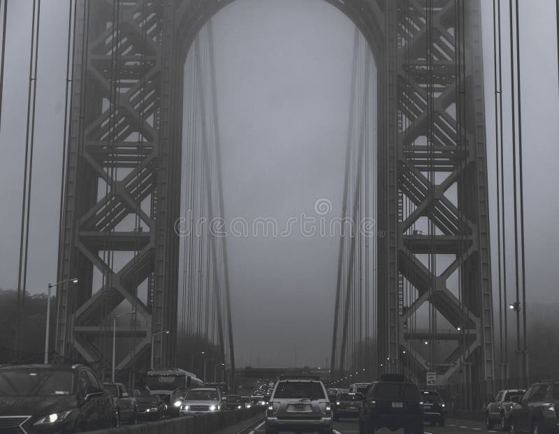 Grayscale Shot of Cars on an Overpass Bridge Stock Image - Image of ...