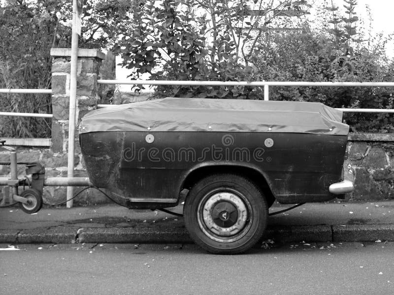 Grayscale Shot of a Dutch Small Car Converted into a Trailer from the ...