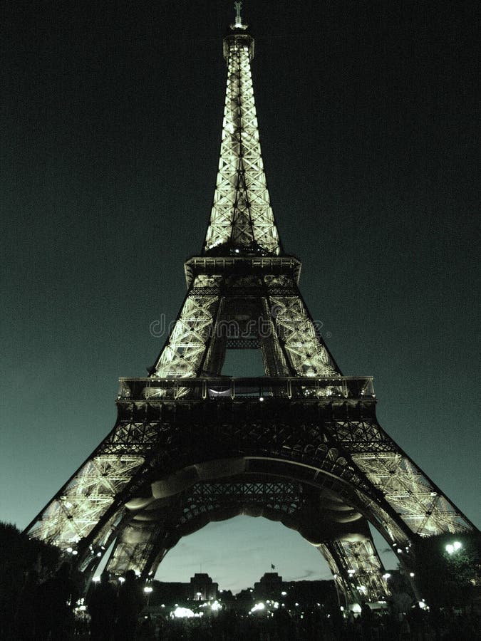 Grayscale Shot of the Eiffel Tower at Night Editorial Photo - Image of ...