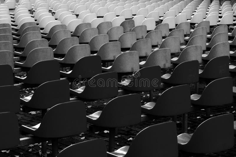 Grayscale Shot of Lots of Empty Chairs in the Auditorium Stock Image ...