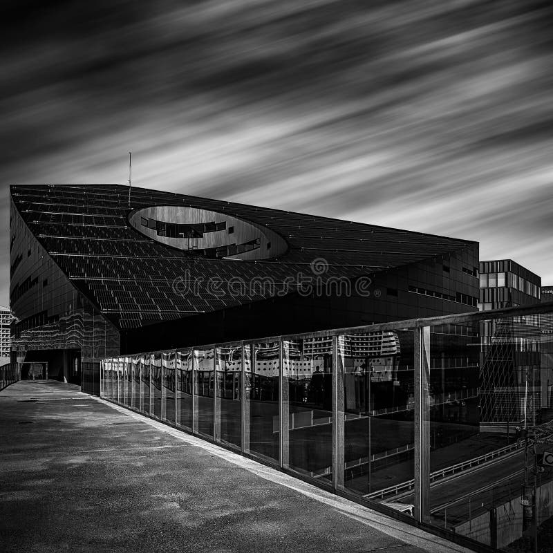 Grayscale Shot of Modern Architecture in the City Editorial Stock Photo ...