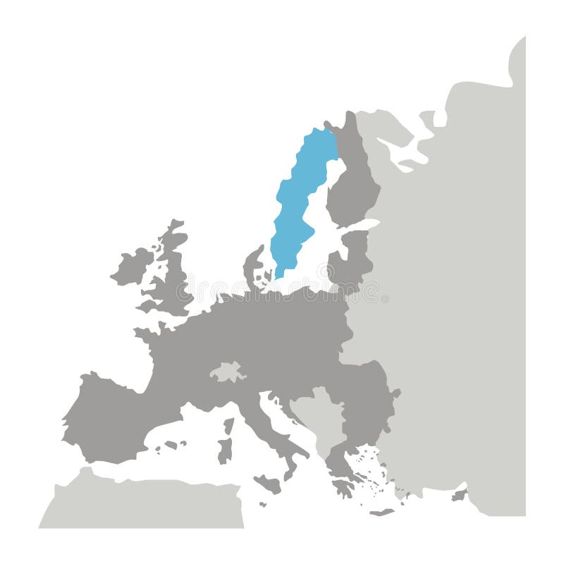 Grayscale Silhouette with Europe Map with Norway and Sweden in Blue ...