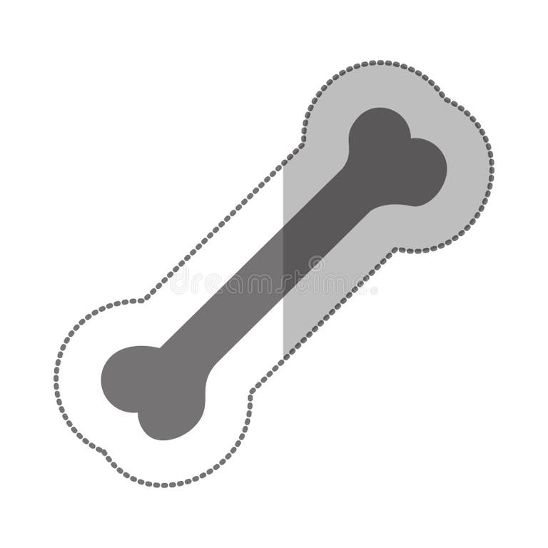 Grayscale Silhouette Middle Shadow Sticker with Pet Bone Stock Vector ...