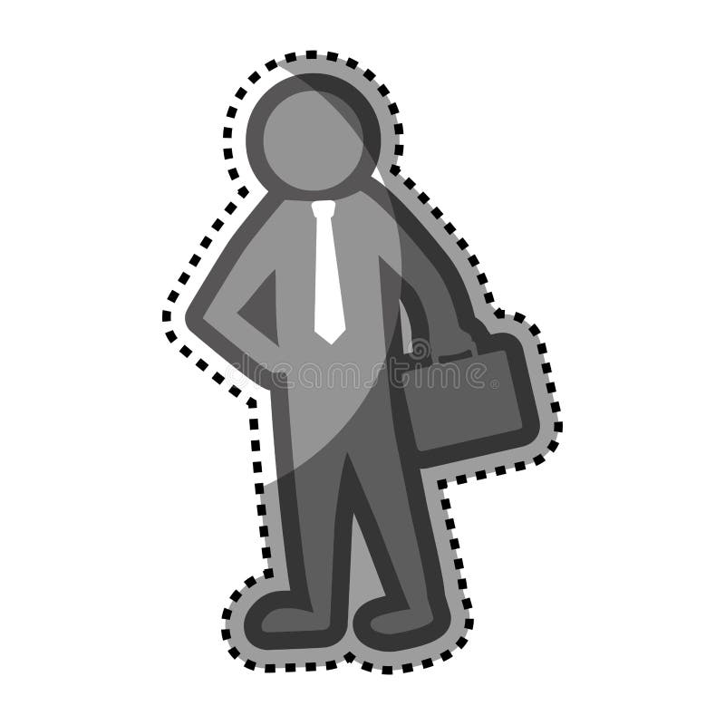 Grayscale Sticker with Pictogram Business Man Stock Vector ...
