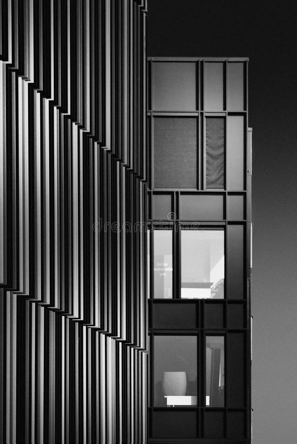 Grayscale of a Structure Featuring a Series of Windows with a Backdrop ...