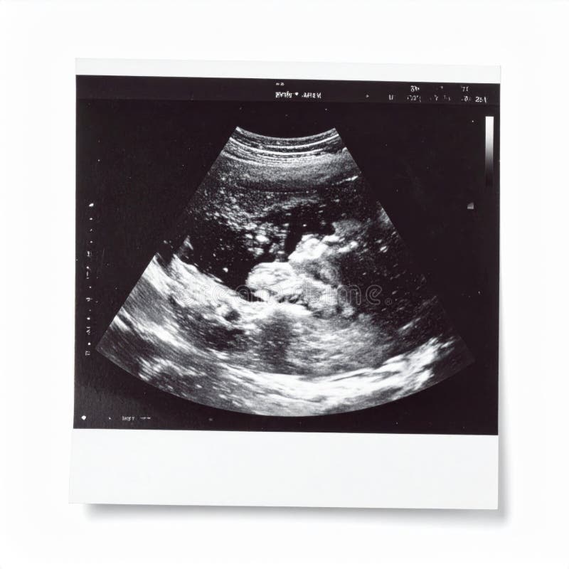 Grayscale Ultrasound Image of Fetus Stock Illustration - Illustration ...