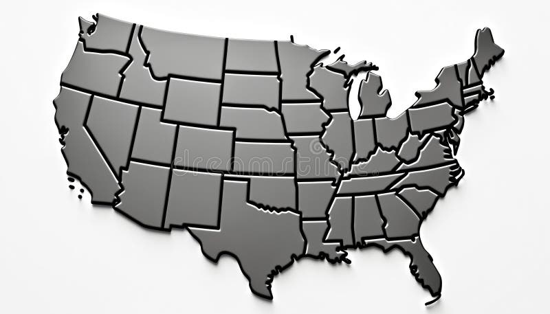Grayscale Unlabeled Map Shows USA, Including Alaska. Clearly Defined ...
