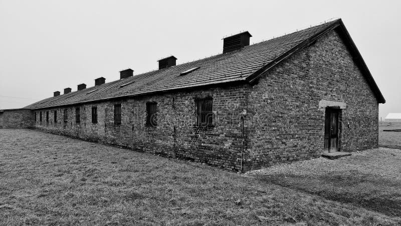 Grayscale View of a Building at Auschwitz Concentration Camp in ...