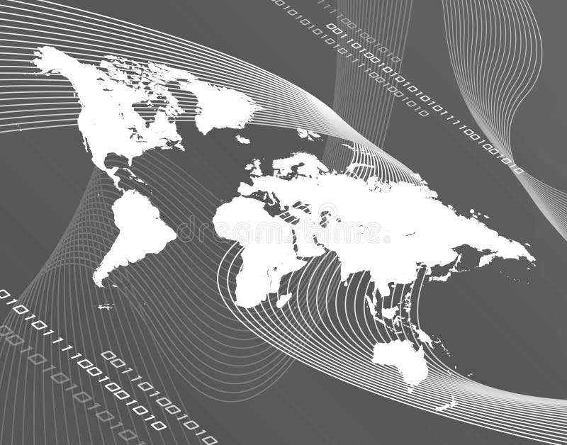 Grayscale world map stock illustration. Illustration of grey - 1043489