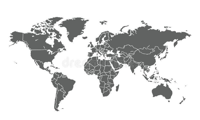World Map Grayscale, Isolated on White Background for Website Layouts ...
