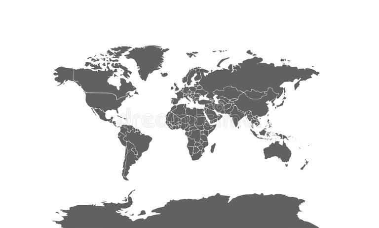 World Map Grayscale, Isolated on White Background for Website Layouts ...