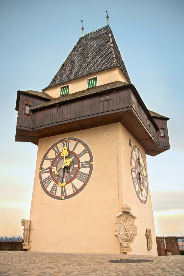 Famous Clock Tower in Graz, Austria Stock Image - Image of austrian ...