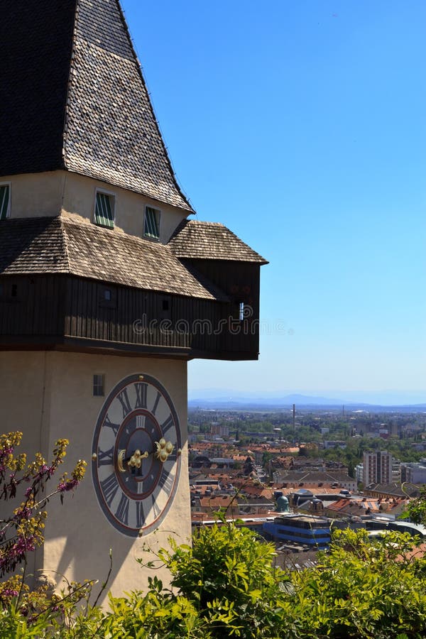 Graz clock tower stock photo. Image of nature, gold, clear - 24903674