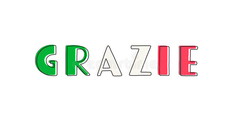Grazie Card. Lettering Vector Isolated on White Background Stock ...
