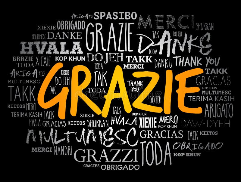 Grazie Thank You In Italian Word Cloud Stock Photo - Image of japanese ...