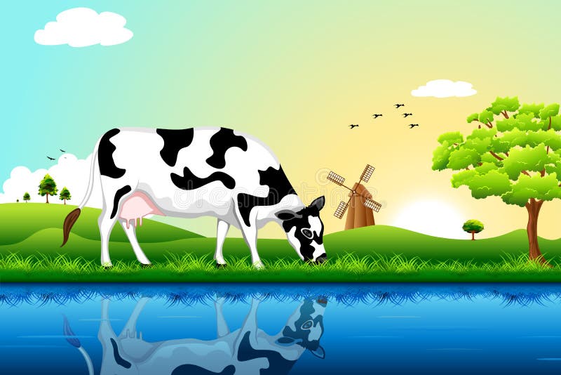 Grazing Cow stock vector. Illustration of farm, agriculture - 20128155