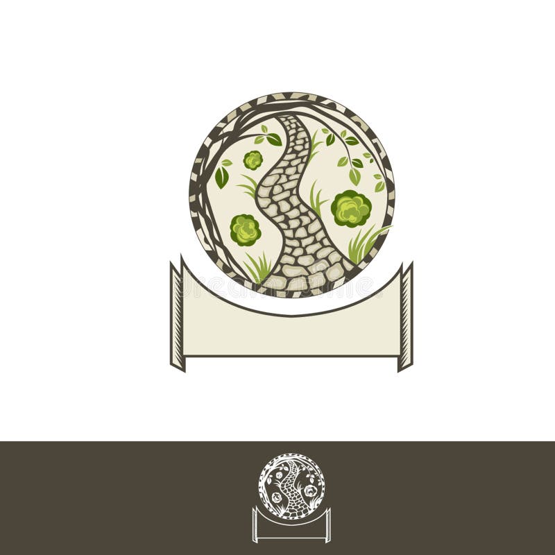 Grden Path Logo or Round Emblem Stock Illustration - Illustration of ...