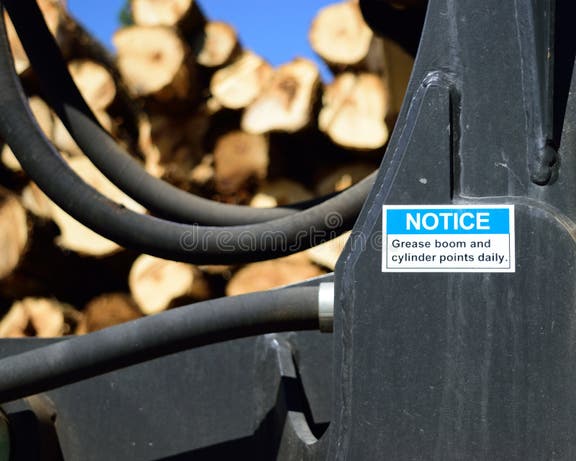 Grease Instructions on Log Loader Stock Photo - Image of forestry ...