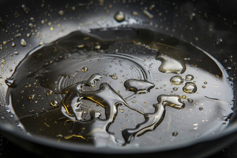 Greaseladen Pan with Oil Droplets on Surface Stock Image - Image of ...