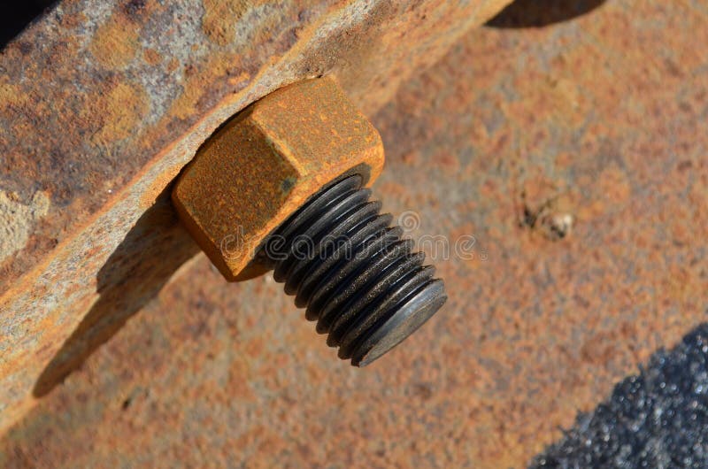 Greasy with Rusty Nut at a Steel Pipe Stock Photo - Image of ...