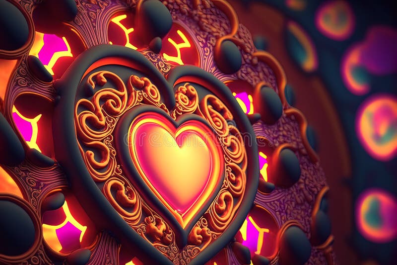 Great Abstract 3d Rendering of the Heart Shapes of Objects. Love and ...
