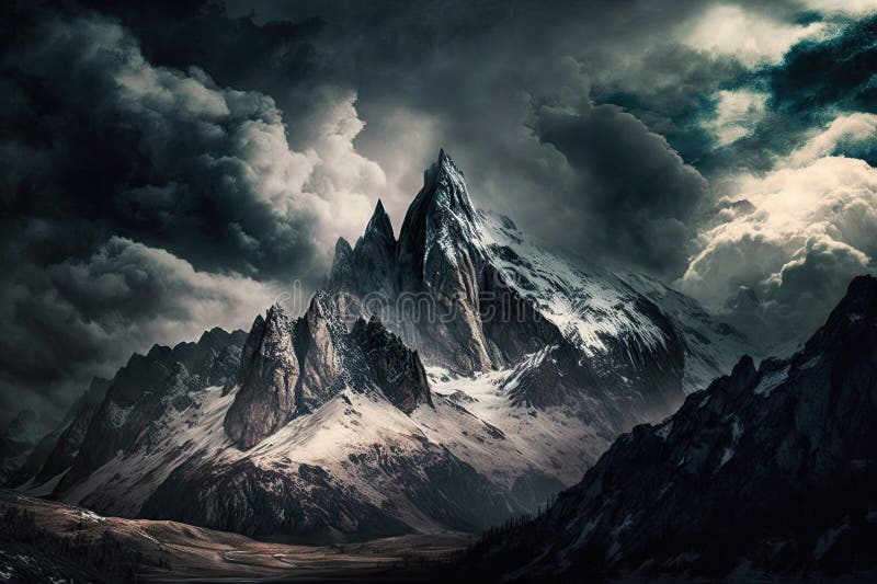 Great Adventure in the Mountains Dramatic Clouds High Stock ...