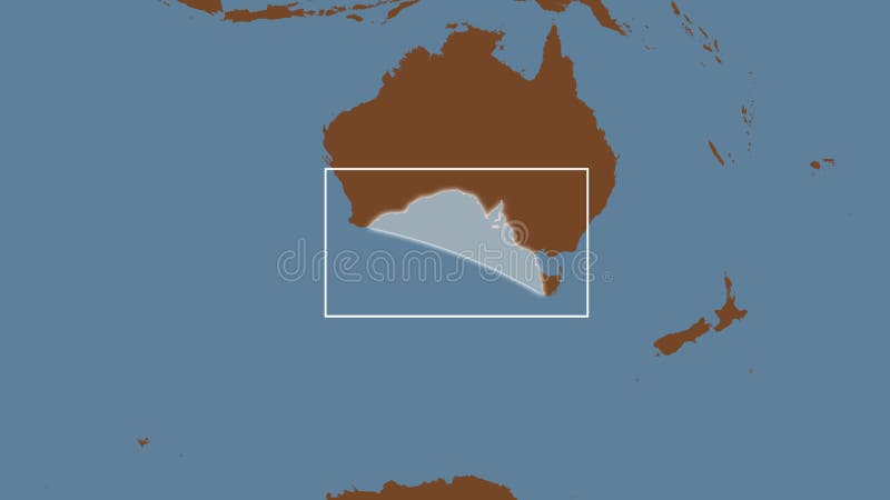 Great Australian Bight. Solid Map. Patterson Cylindrical. Close-up ...
