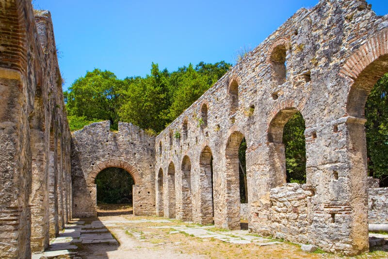 Great Basilica in Butrint National Park, Buthrotum, Albania Stock Photo ...