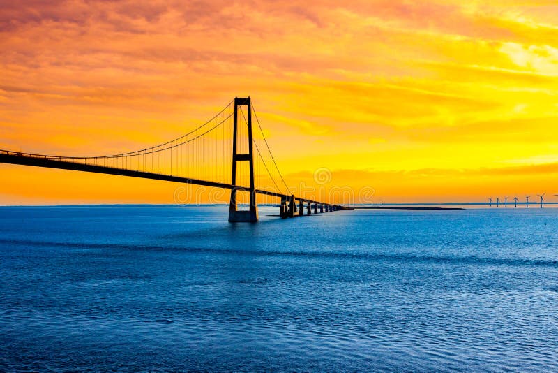 Great Belt Bridge in Denmark Over the Baltic Sea Stock Photo - Image of ...