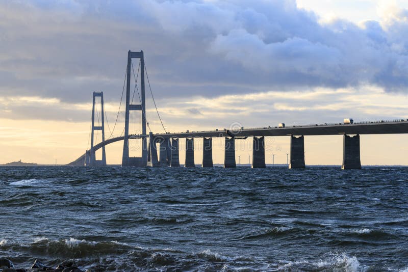 Great Belt Bridge in Denmark Over the Baltic Sea Stock Photo - Image of ...