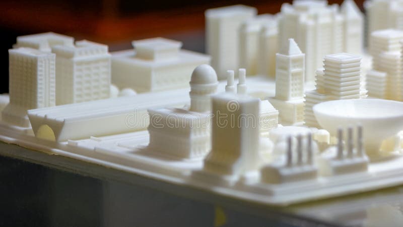 Great Big White 3d Printed City Model. Stock Image - Image of project ...